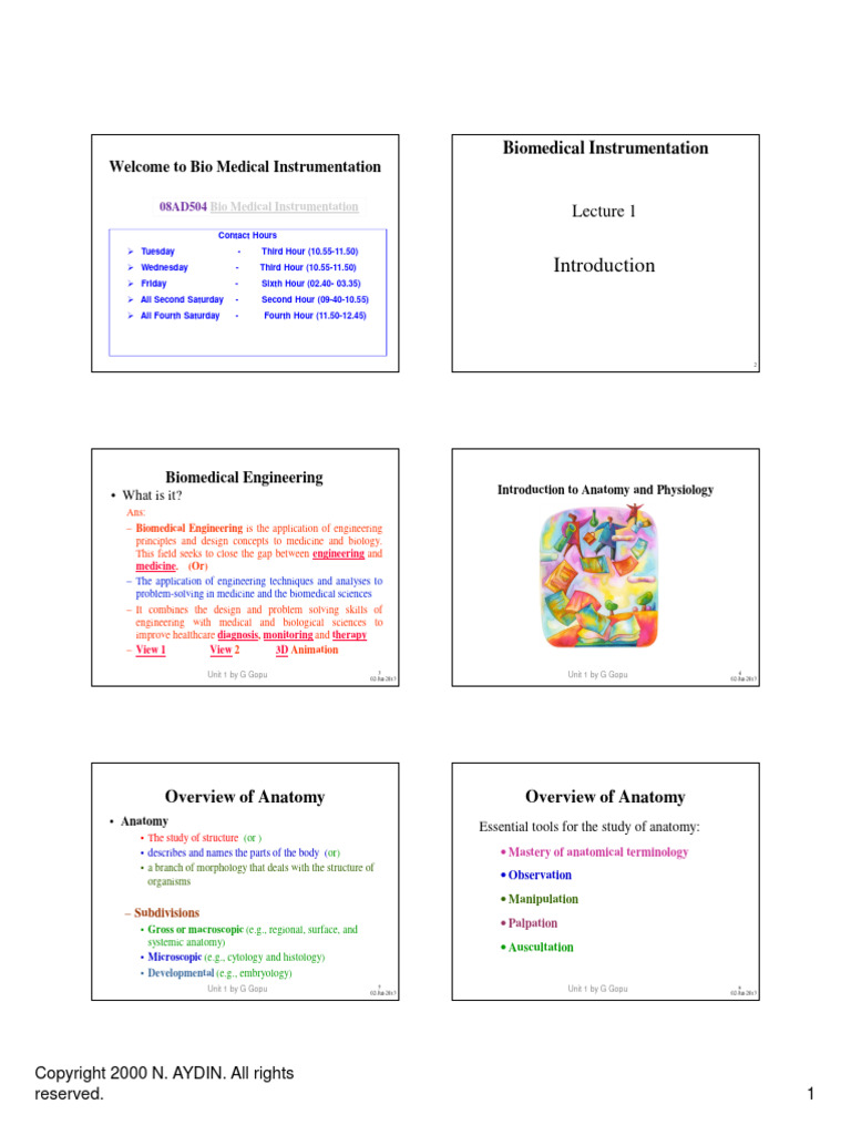 08AG504 BMI Unit 1 6slide | PDF | Biomedical Engineering | Medical Imaging