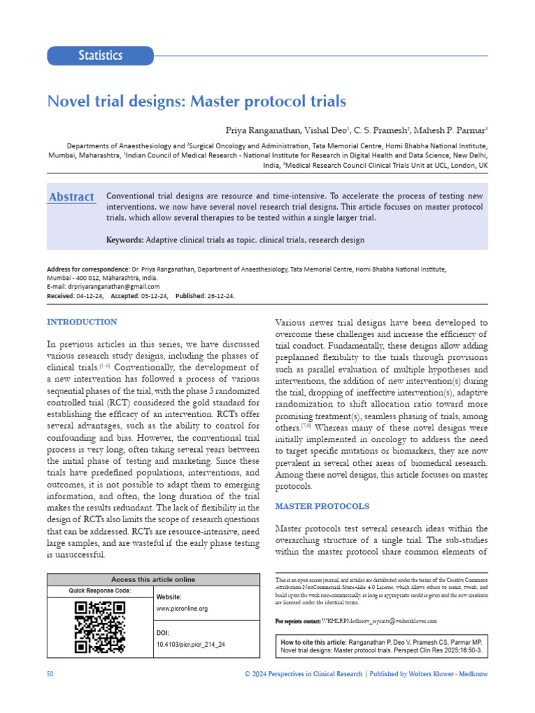 Novel Trial Designs Master Protocol Trials.9 (1) | PDF | Biomarker ...