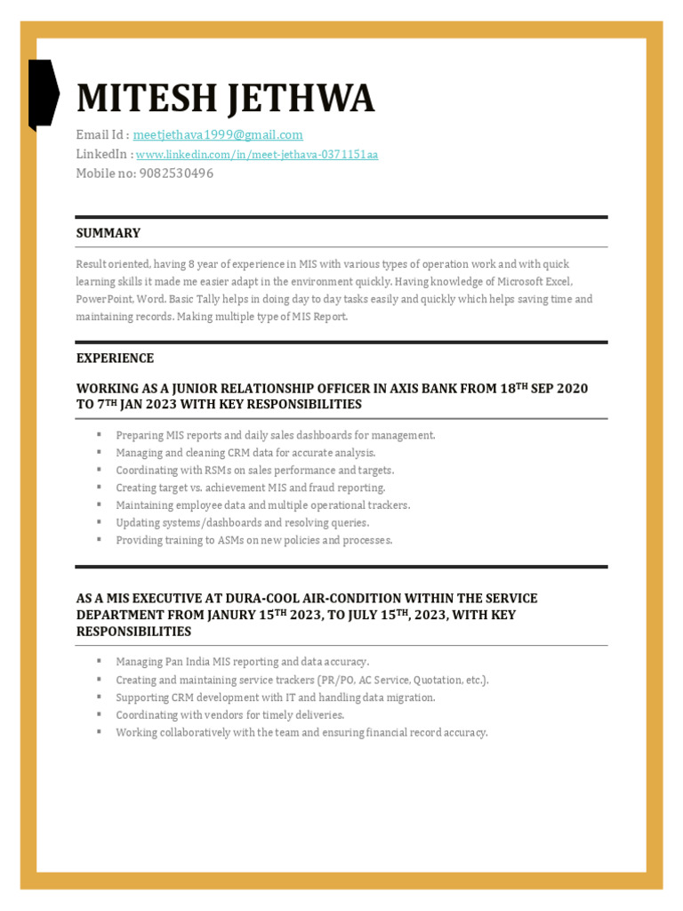 New MItesh Jethwa CV | PDF | Computing