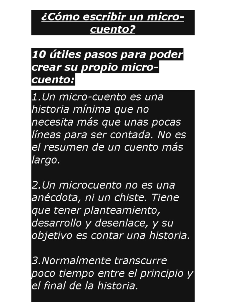 Cómo Escribir Un Microcuento | PDF | Crecimiento personal y profesional