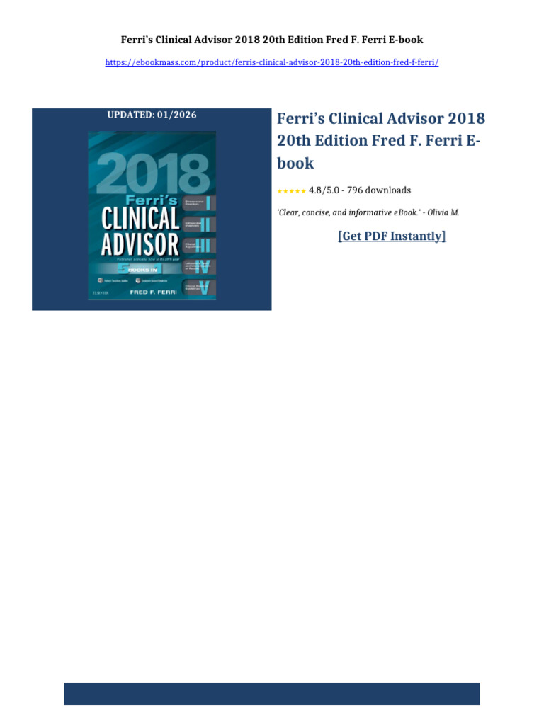Ferri's Clinical Advisor 2018 20th Edition Fred F. Ferri Ebook Ready To ...