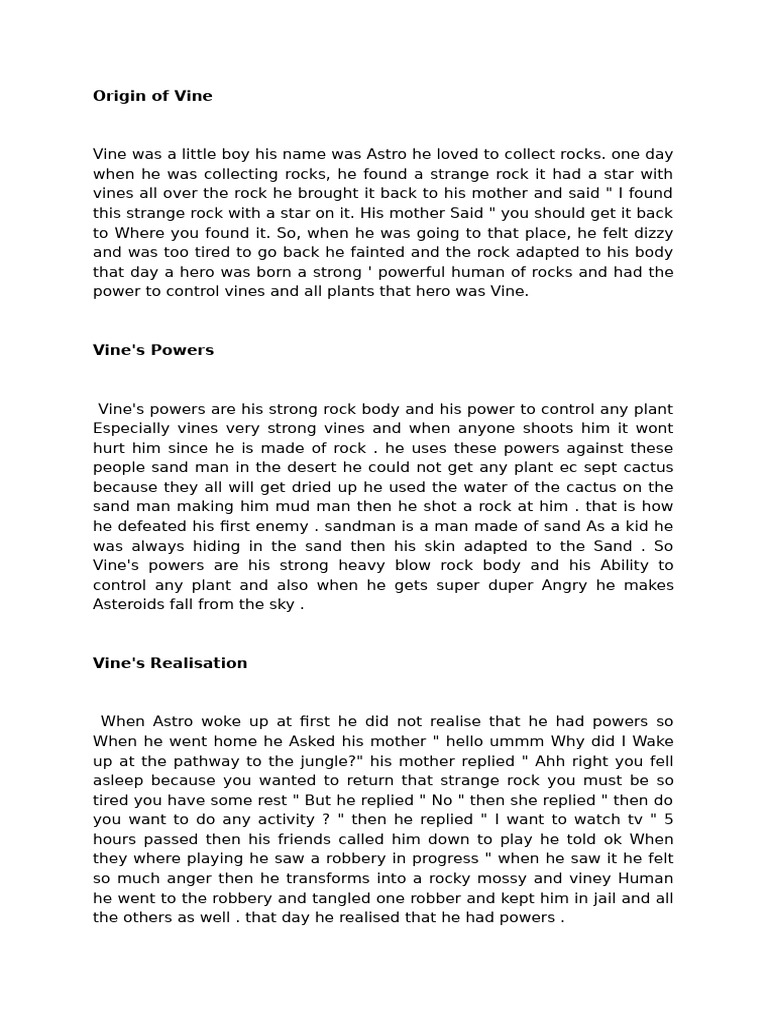 Vines Story | PDF
