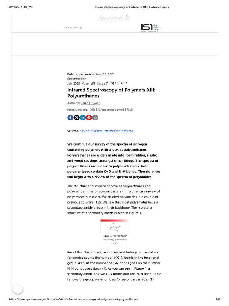 FTIR-Infrared Spectroscopy of Polymers XIII - Polyurethanes ...