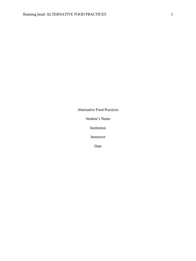 Alternative Food Practices | PDF | Supermarket | Healthy Diet