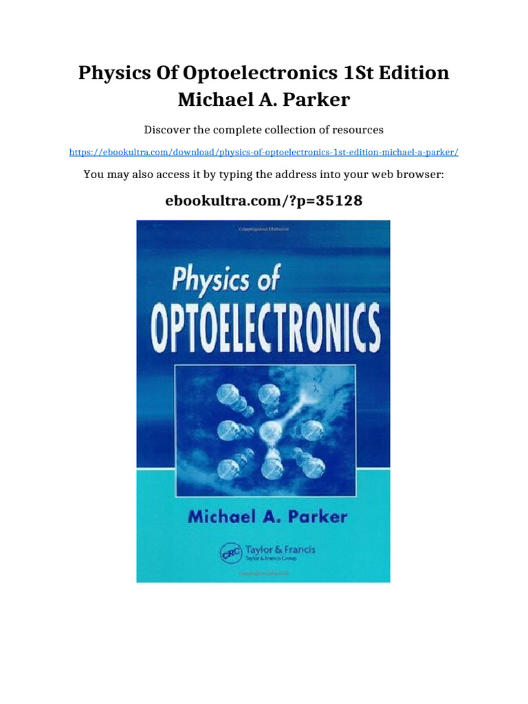 Physics of optoelectronics 1st Edition Michael A. Parker digital ...