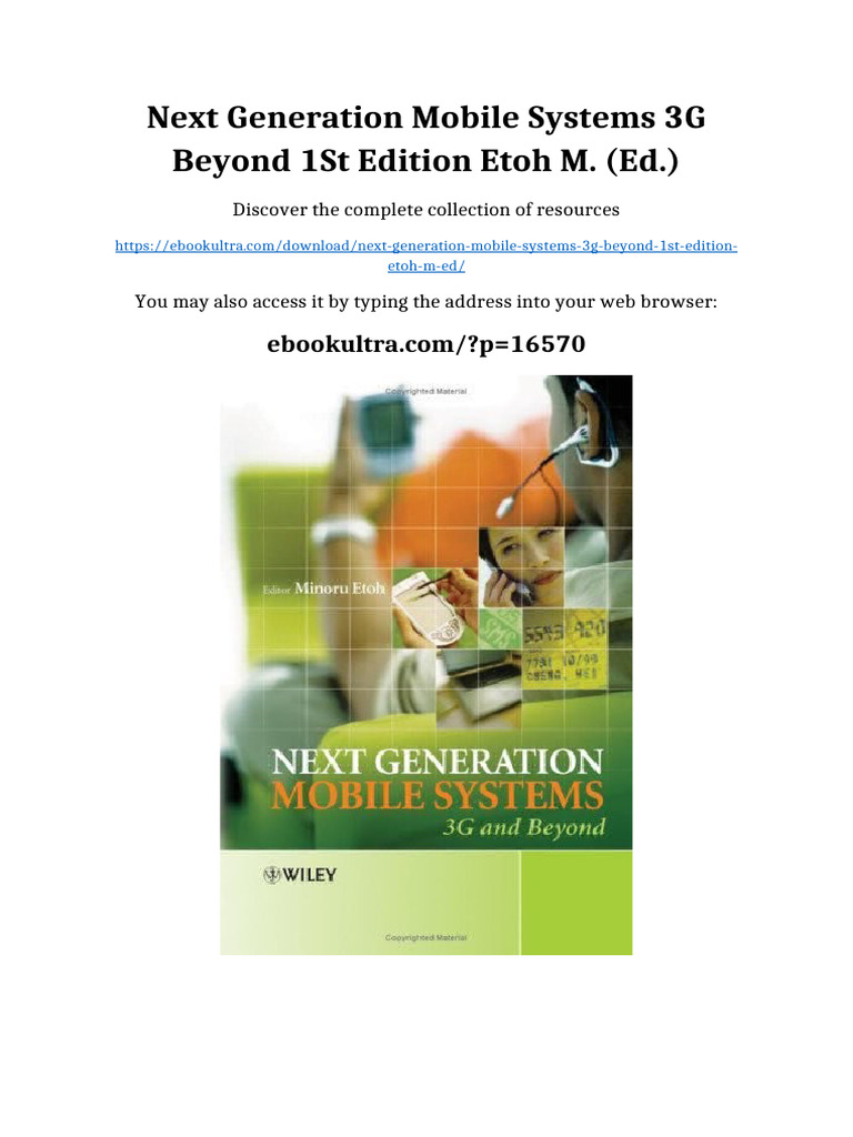 Next Generation Mobile Systems 3G Beyond 1st Edition Etoh M. (Ed ...