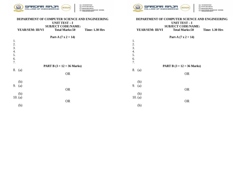 Unit Test Q Format | PDF