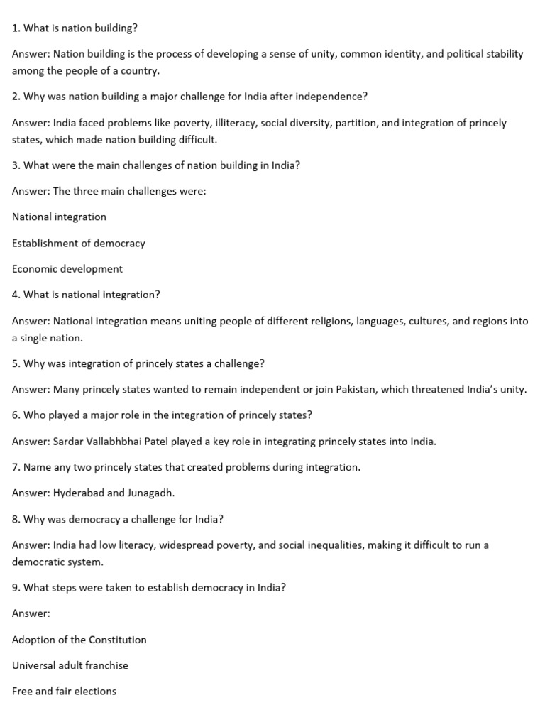 Class 12th Political Science Chapter 1 Important Questions. | PDF ...