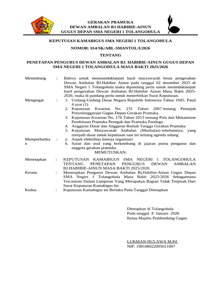 SK Dewan Ambalan Masa Bakti 2025-2026 | PDF