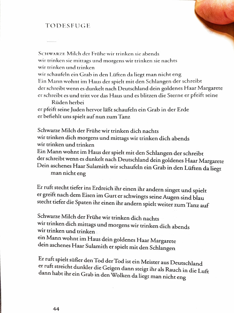 Todesfuge Paul Celan | PDF
