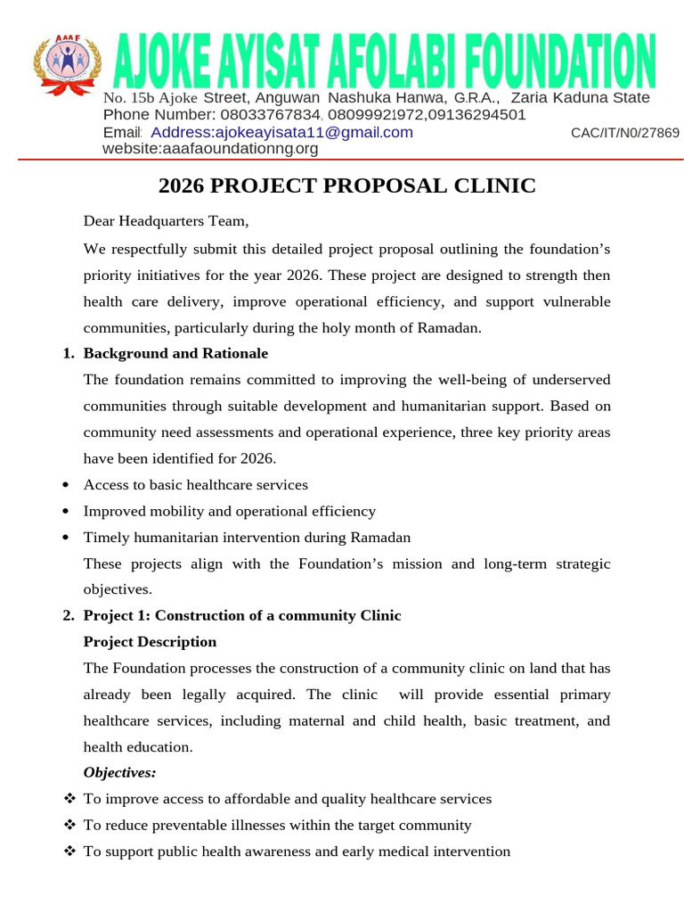 2026 Project Proposal Clinic-1 | PDF | Health Care