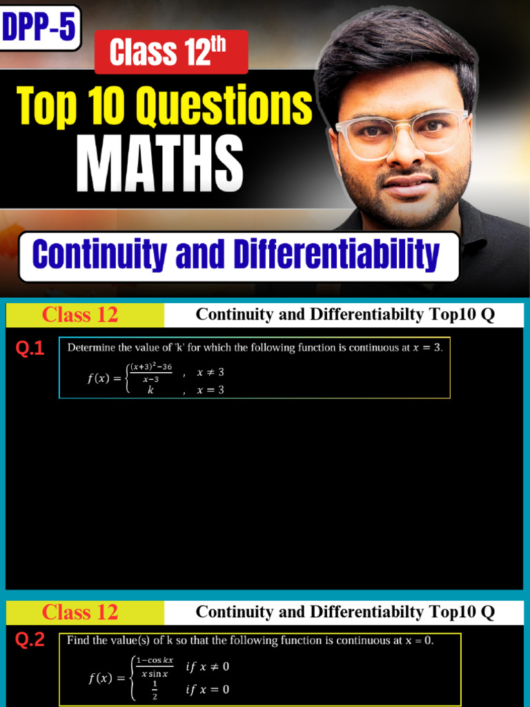 Top 10 Questions On Continuity and Differentiability | PDF