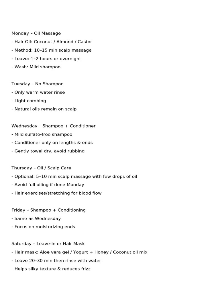 Weekly Hair Care Routine | PDF