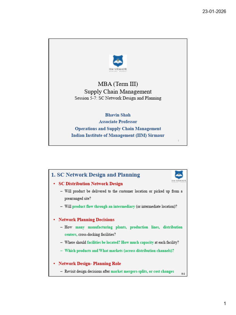 Session#5-6.SC Network Design and Planning | PDF | Supply Chain | Logistics