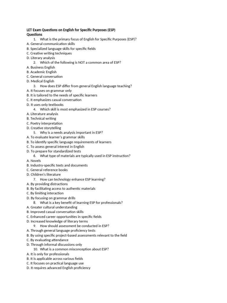 English For Specific Purposes | PDF | Learning | Teaching Method