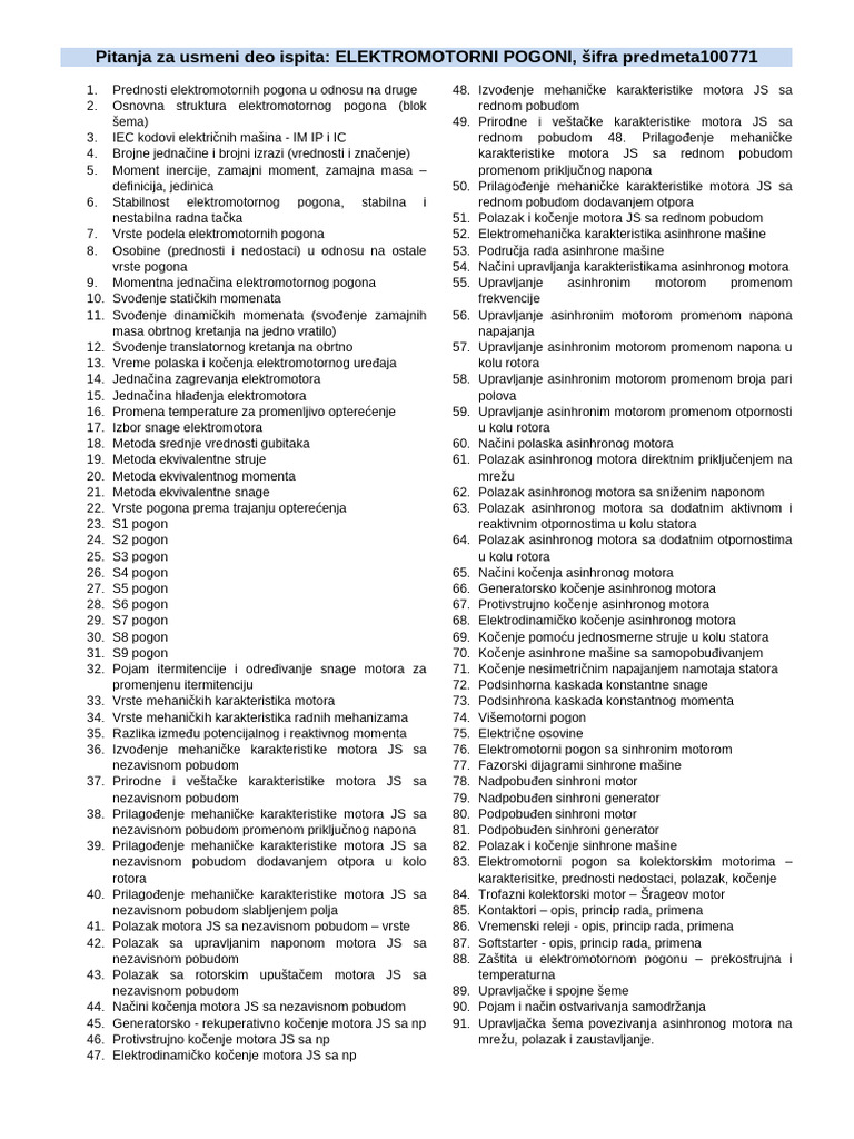 EPOG Pitanja Za Usmeni | PDF