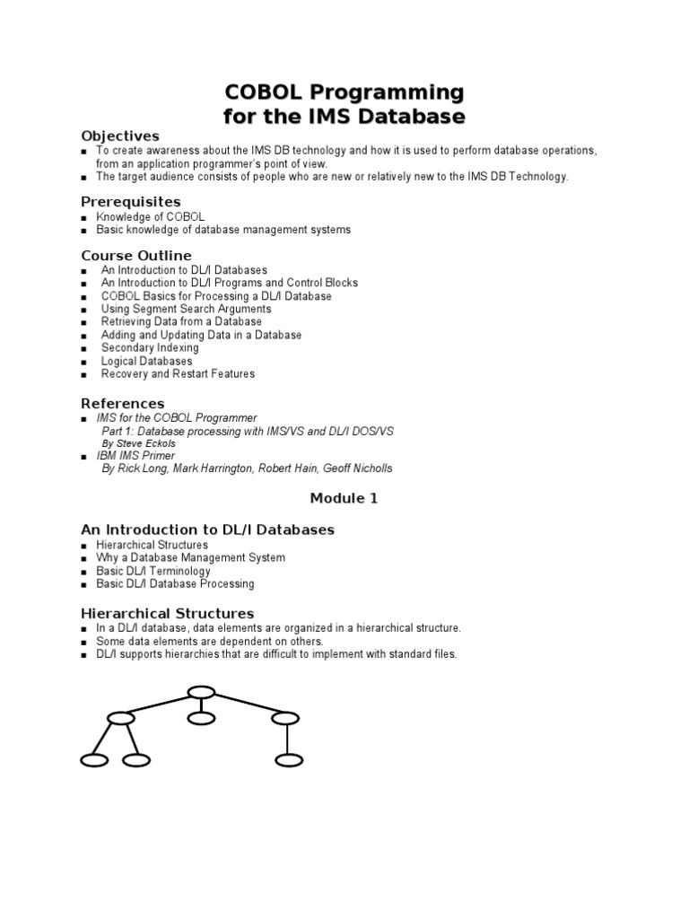 COBOL Programming For IMS | PDF | Databases | Computer Engineering COBOL Programming For IMS | PDF | Databases | Computer Engineering