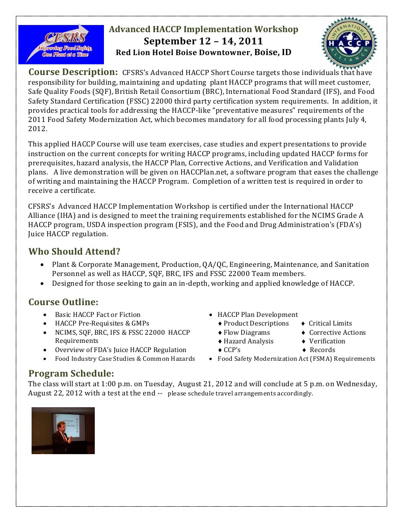 HACCP Workshop Brochure | PDF