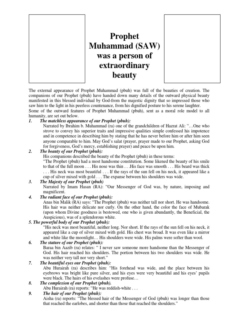 Prophet Muhammad (SAWW) Was A Person of Extraordinary Beauty | PDF ...