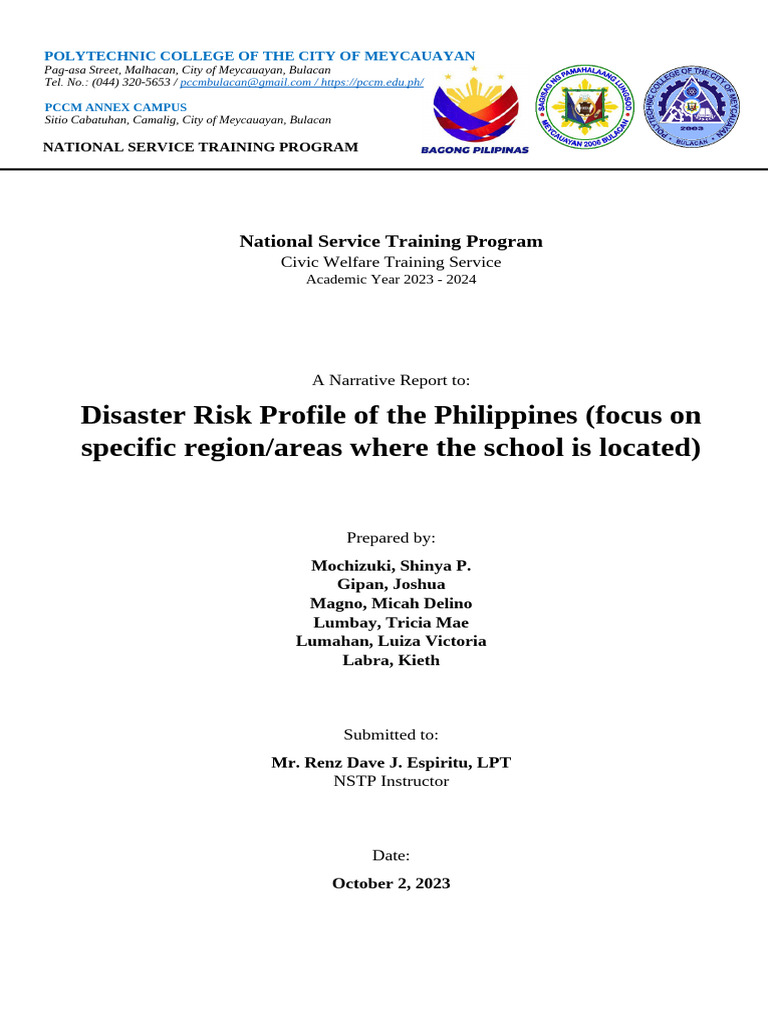 NSTP Narrative Report Format | PDF | Natural Disasters | Flood