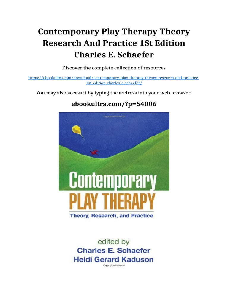 Contemporary Play Therapy Theory Research and Practice 1st Edition ...