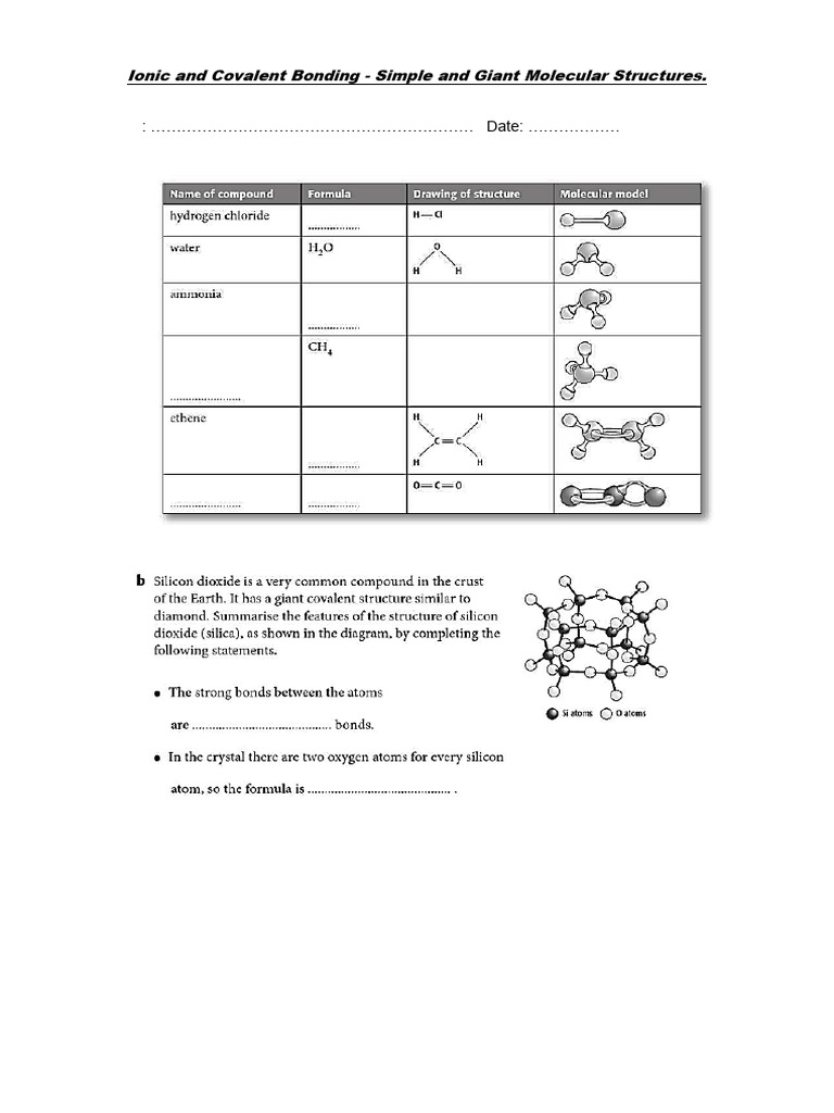 Simple Molecules and Giant Structures and Ionic Bonding Review-1 | PDF