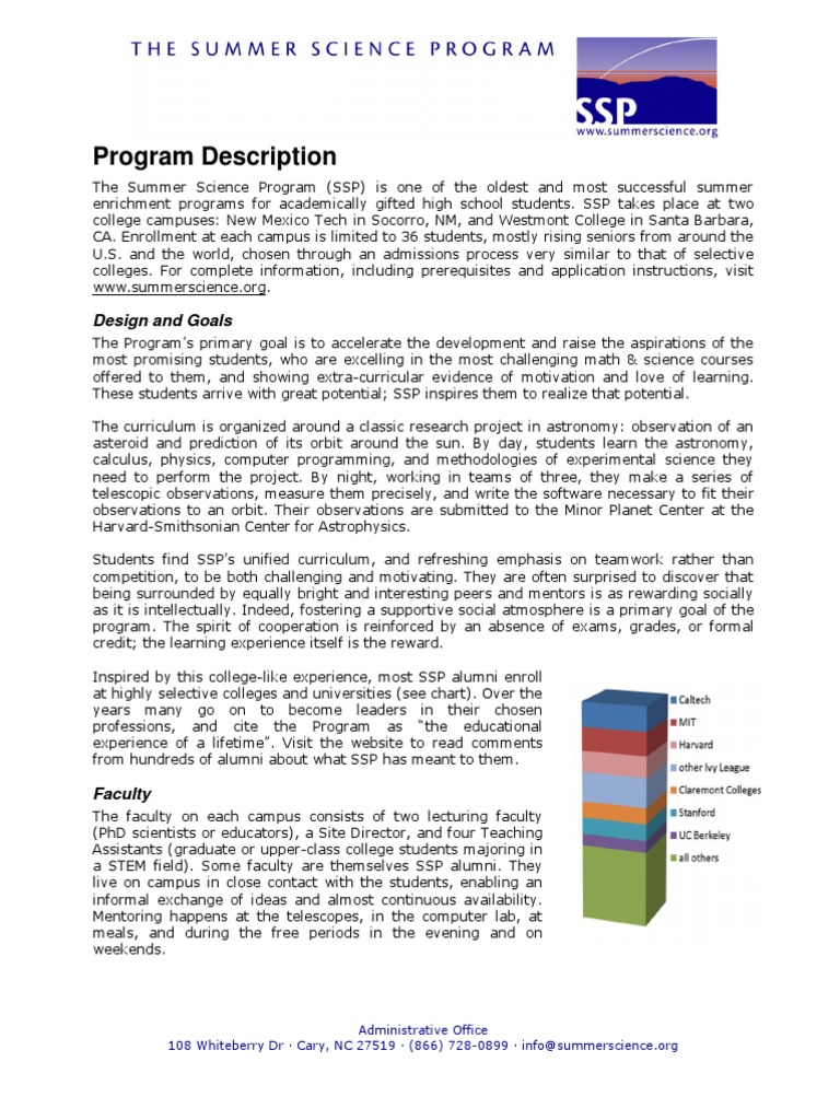 Ssp Summer Science Program Pdf Cognition Physical Sciences