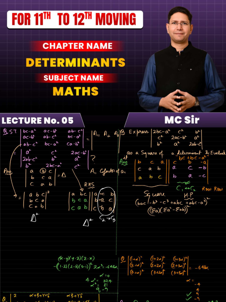 Determinants - L-05 (Class Notes) - Cramer Rule | PDF