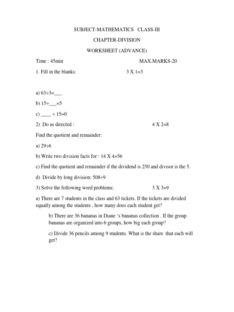 Division Advance Questions | PDF