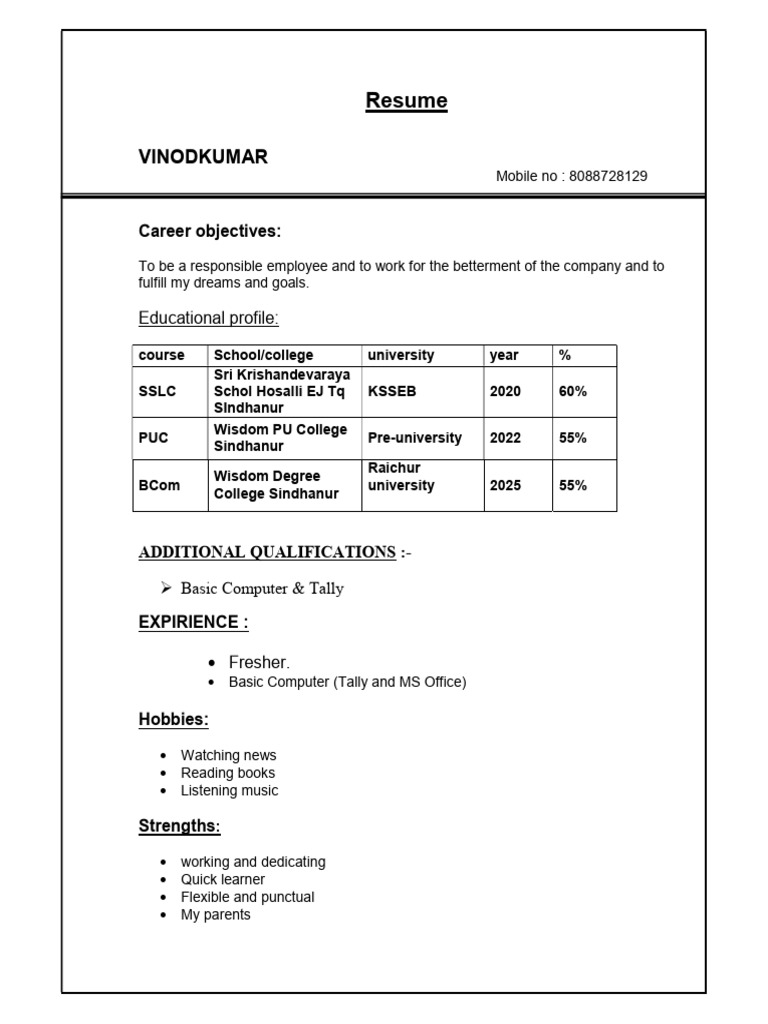 Vinod Kuar Resume | PDF