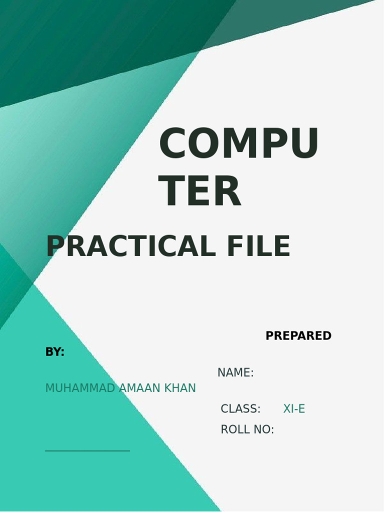 Amaan Practical Cover Page | PDF | Spreadsheet | Computer Science