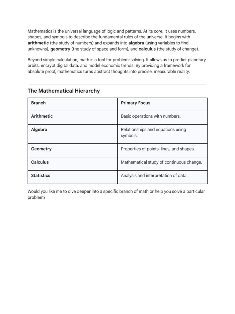 Math Explained - Branches and Applications | PDF