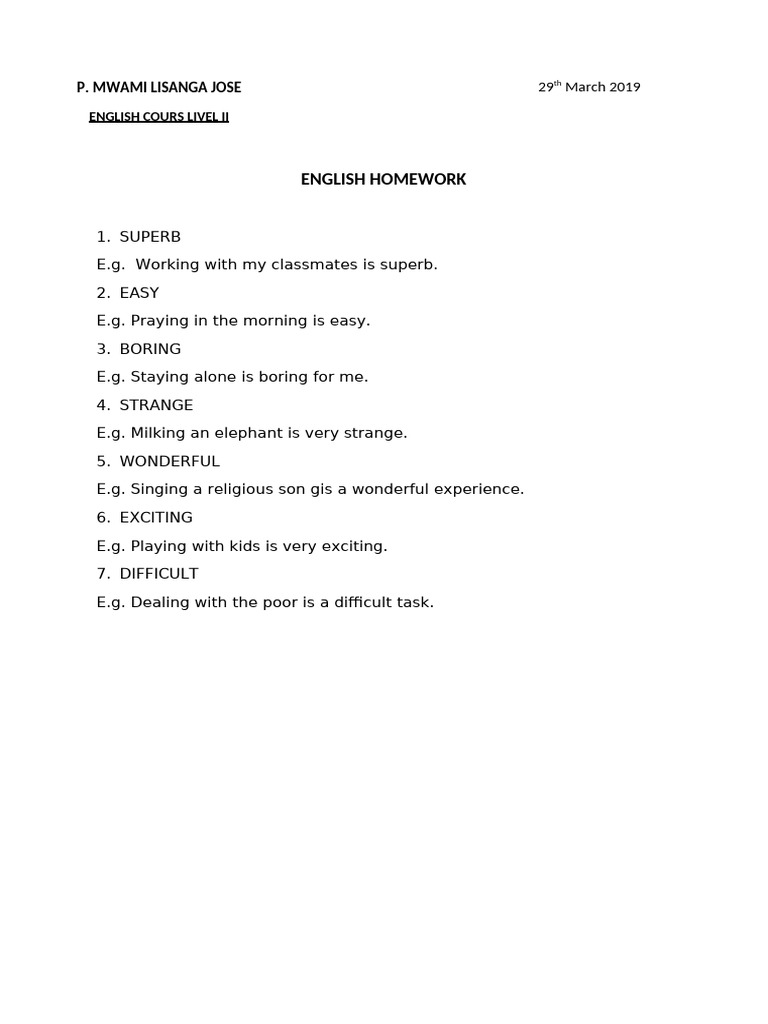 English Homework | PDF