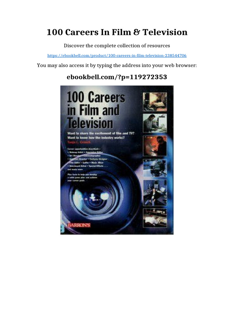 100 careers in film & television online version | PDF | Physics ...