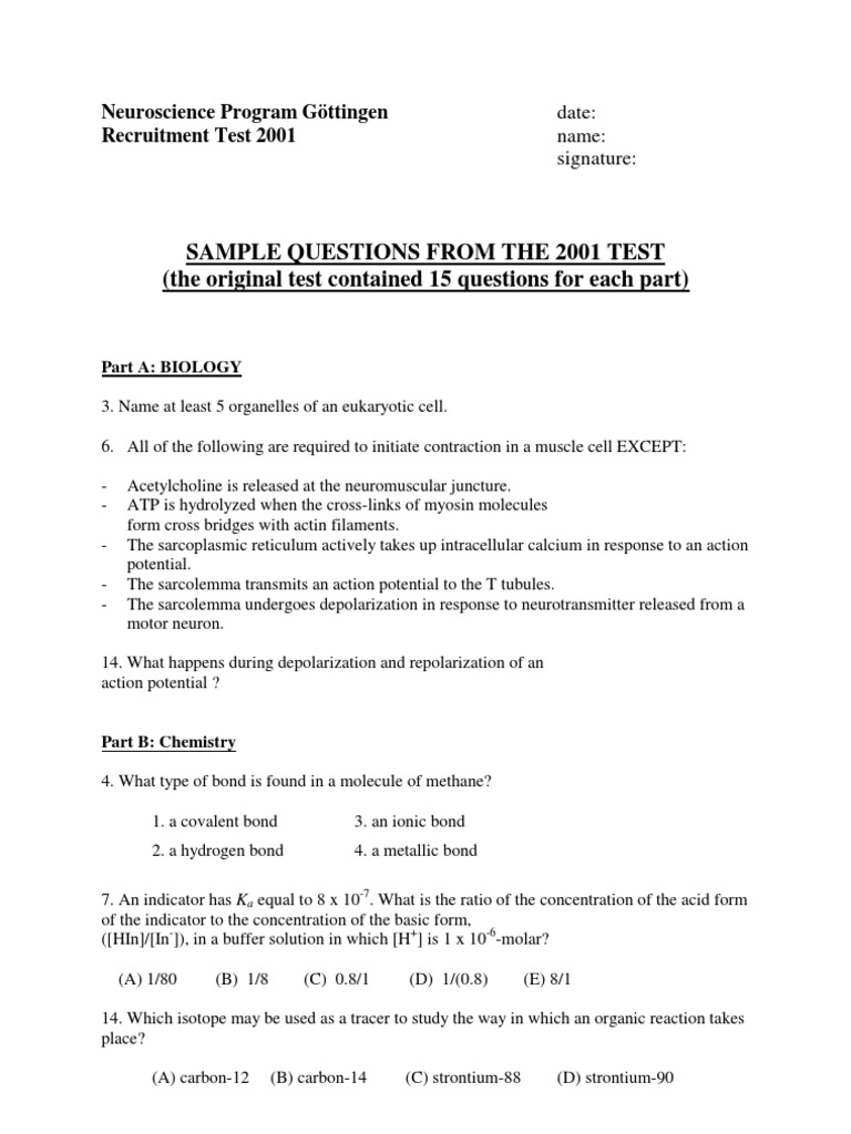 Subject Test N 2001 | PDF