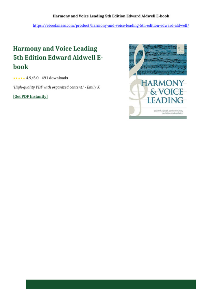 Harmony and Voice Leading 5th Edition Edward Aldwell Ebook Redesigned ...