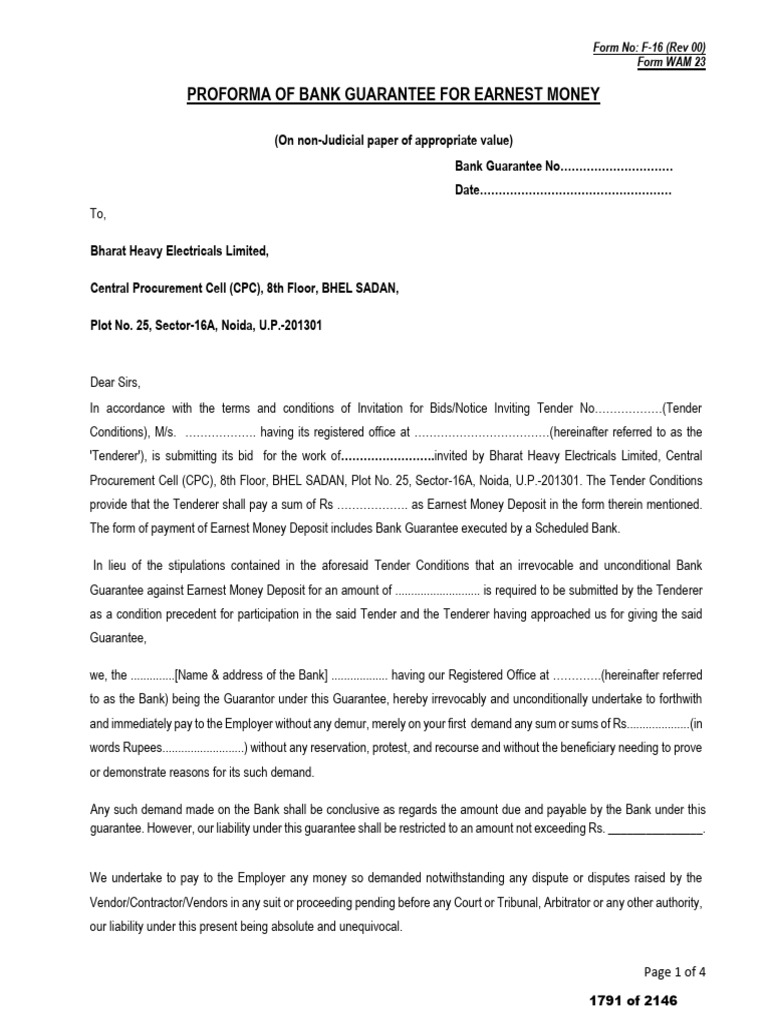 Emd BG Format | PDF | Guarantee | Business Law