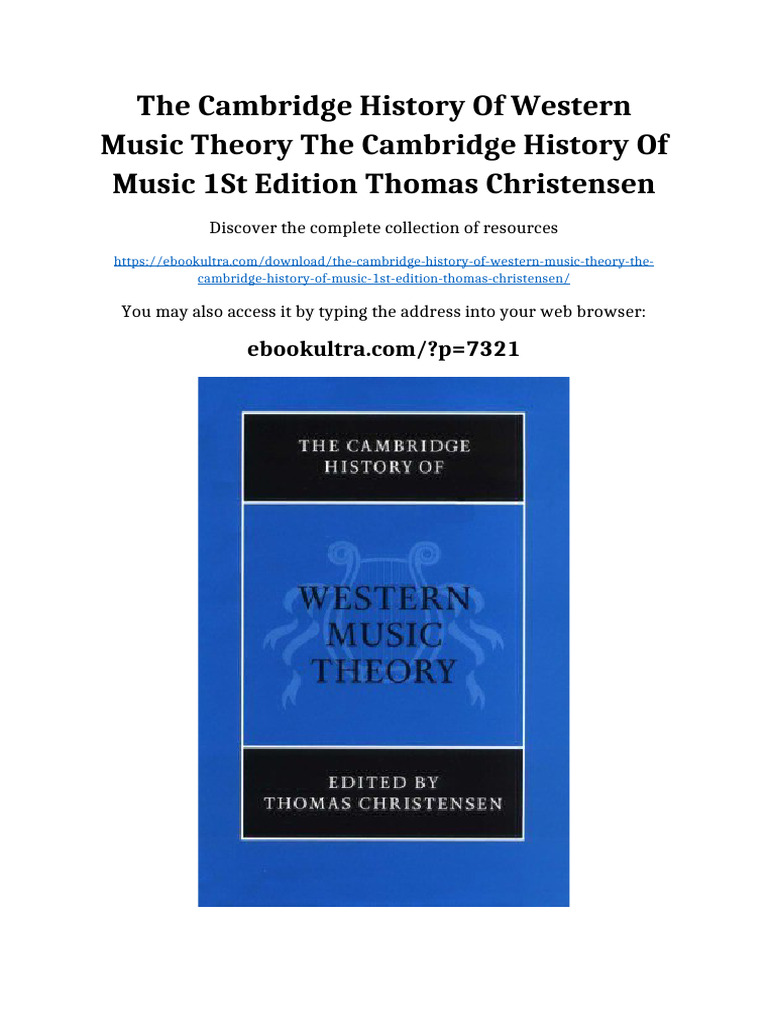 The Cambridge History of Western Music Theory The Cambridge History of ...