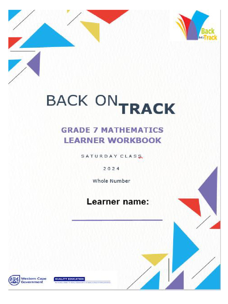 Learner Workbook Whole Numbers Memorandum | PDF