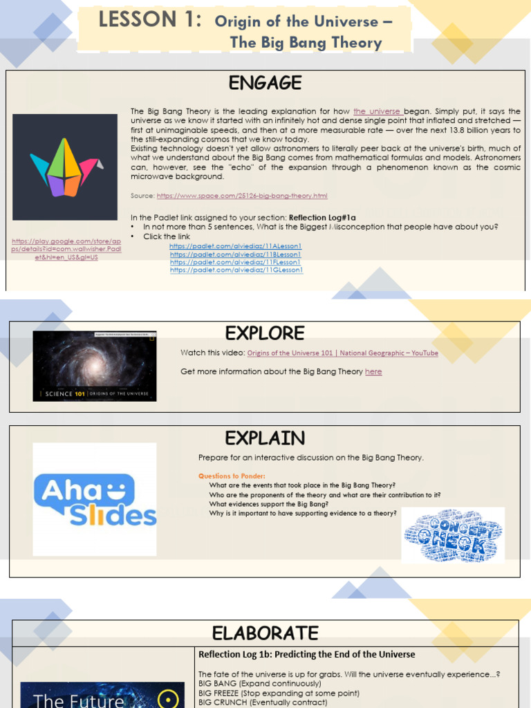 Lesson 1 Module - Origin of The Universe (The Big Bang Theory) | PDF ...