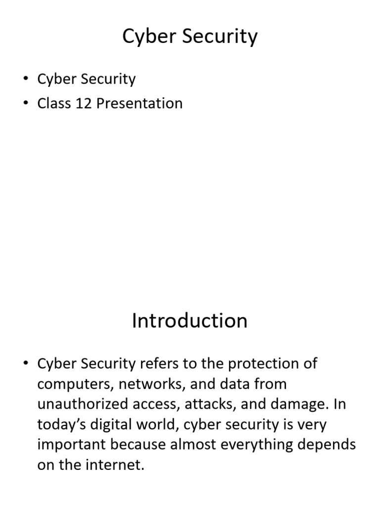 Cyber Security Class 12 Long Presentation | PDF