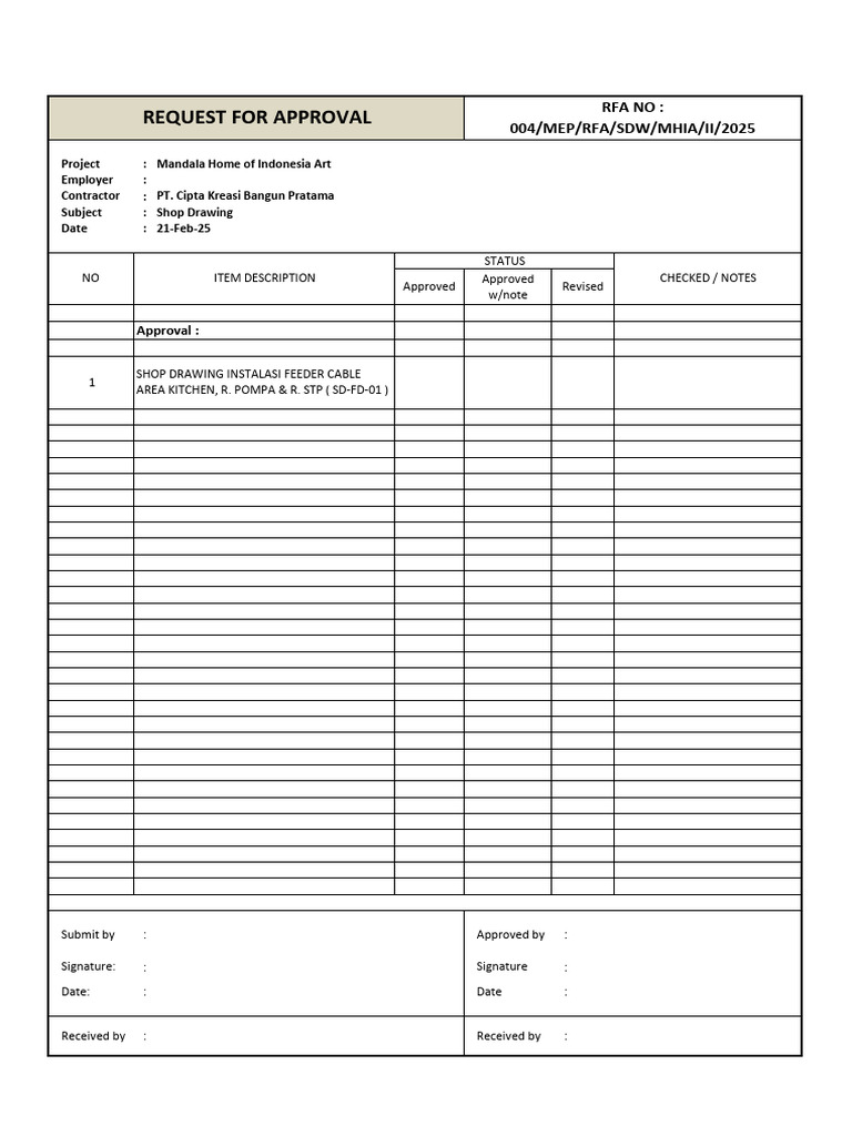 Rfa 04 SD Instalasi Feeder Cable Area Kitchen, R.pompa & R. STP | PDF ...