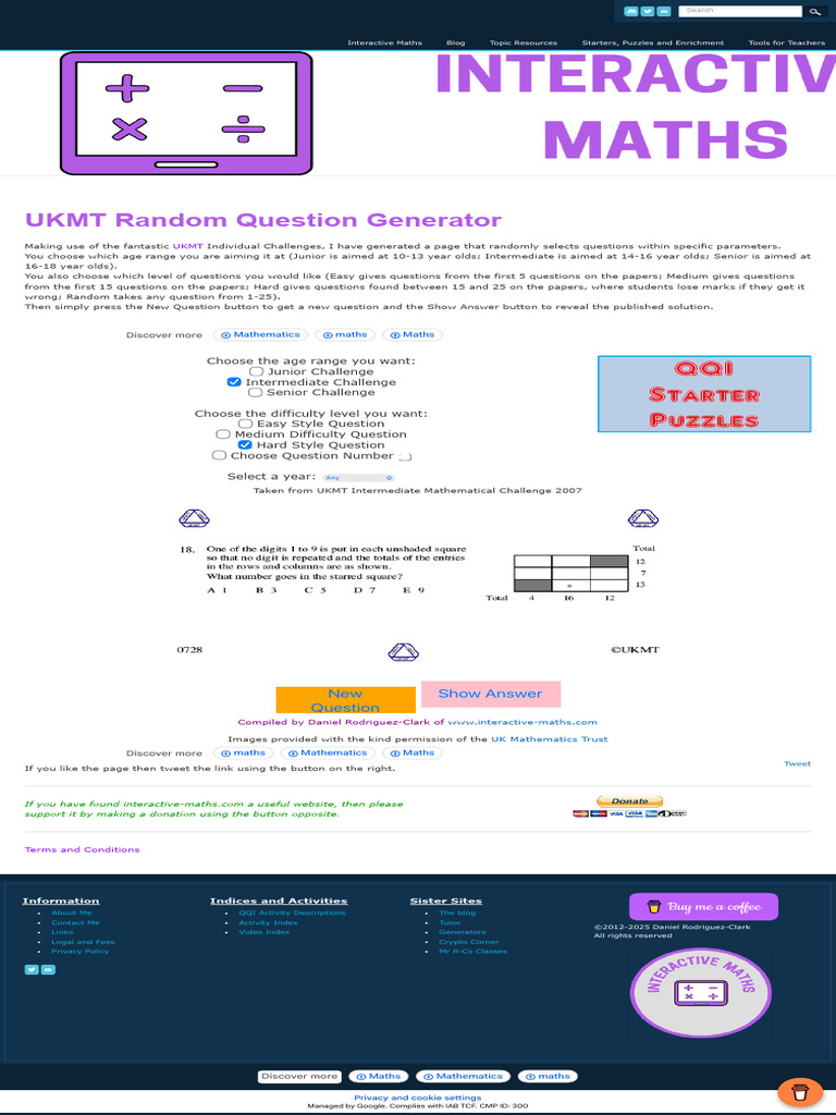 UKMT Random Question Generator | PDF | Mathematics