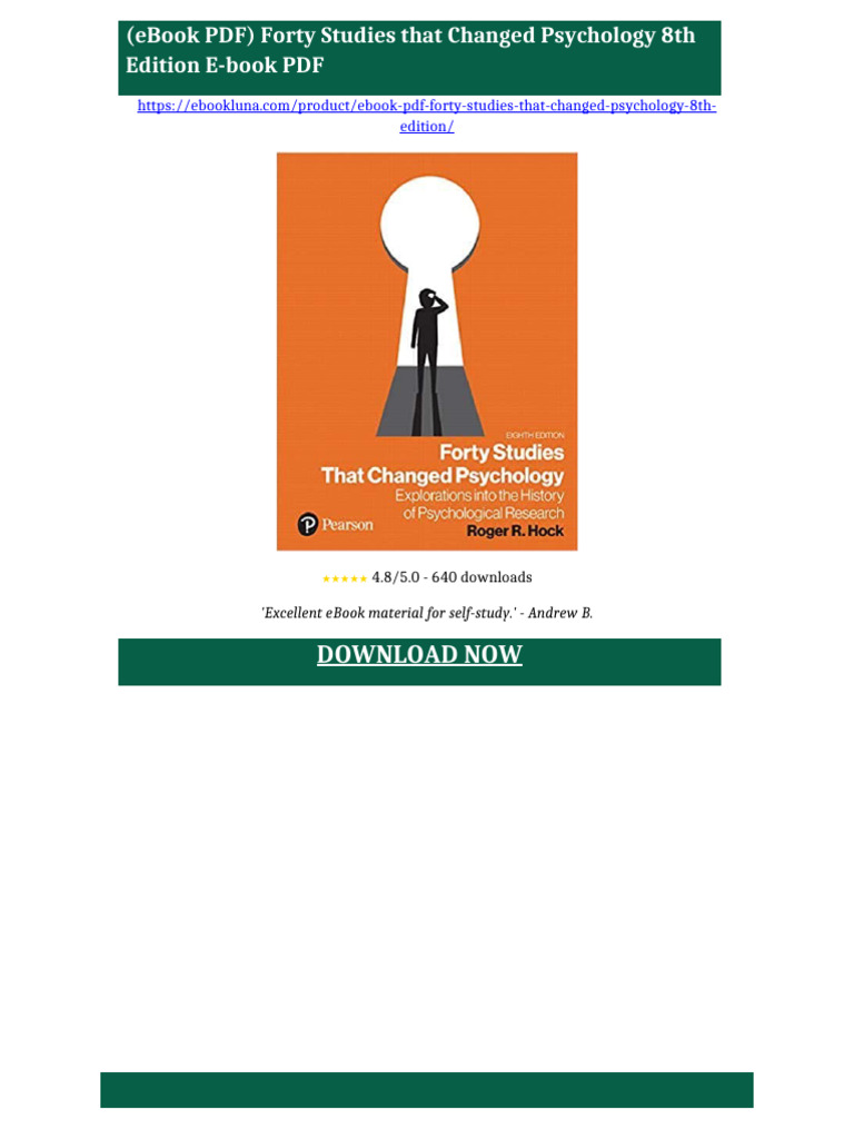 (eBook PDF) Forty Studies that Changed Psychology 8th Edition eBook ...