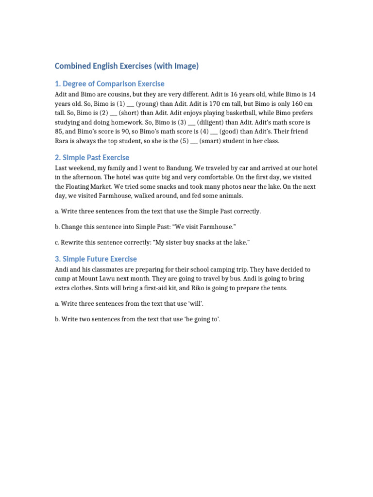 Combined Exercises With Image | PDF