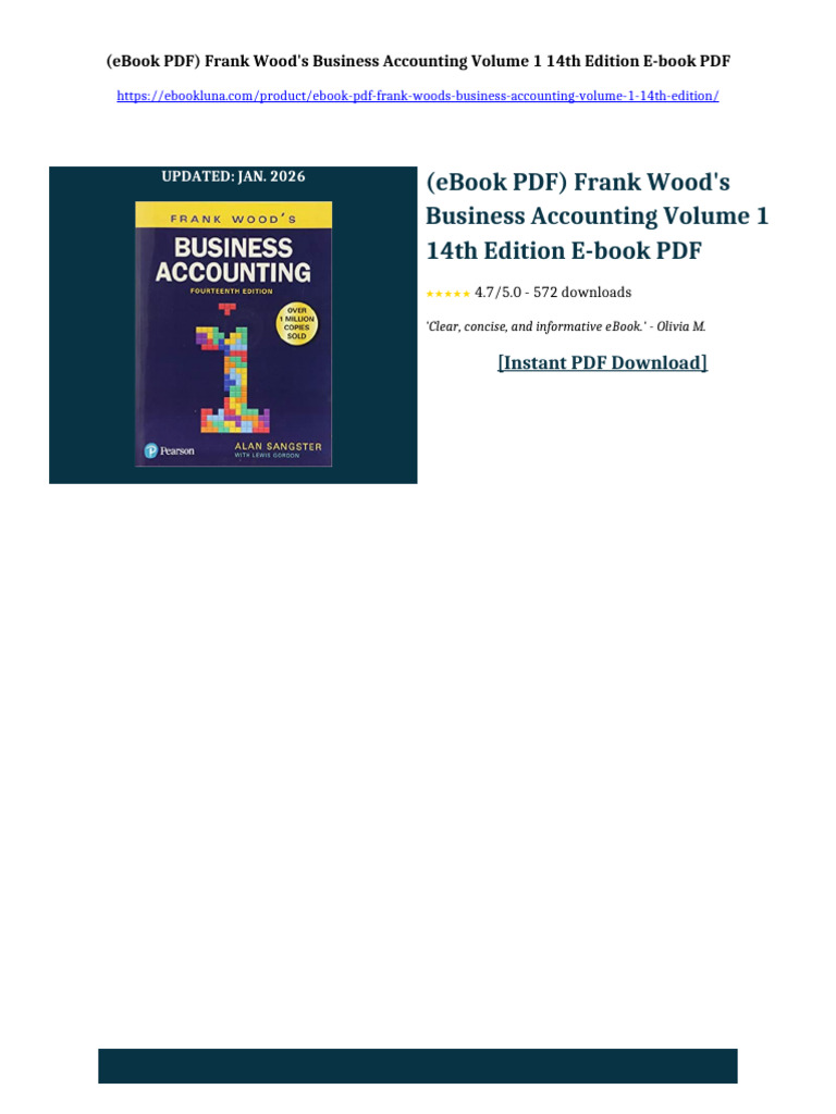 (Ebook PDF) Frank Wood's Business Accounting Volume 1 14th Edition ...