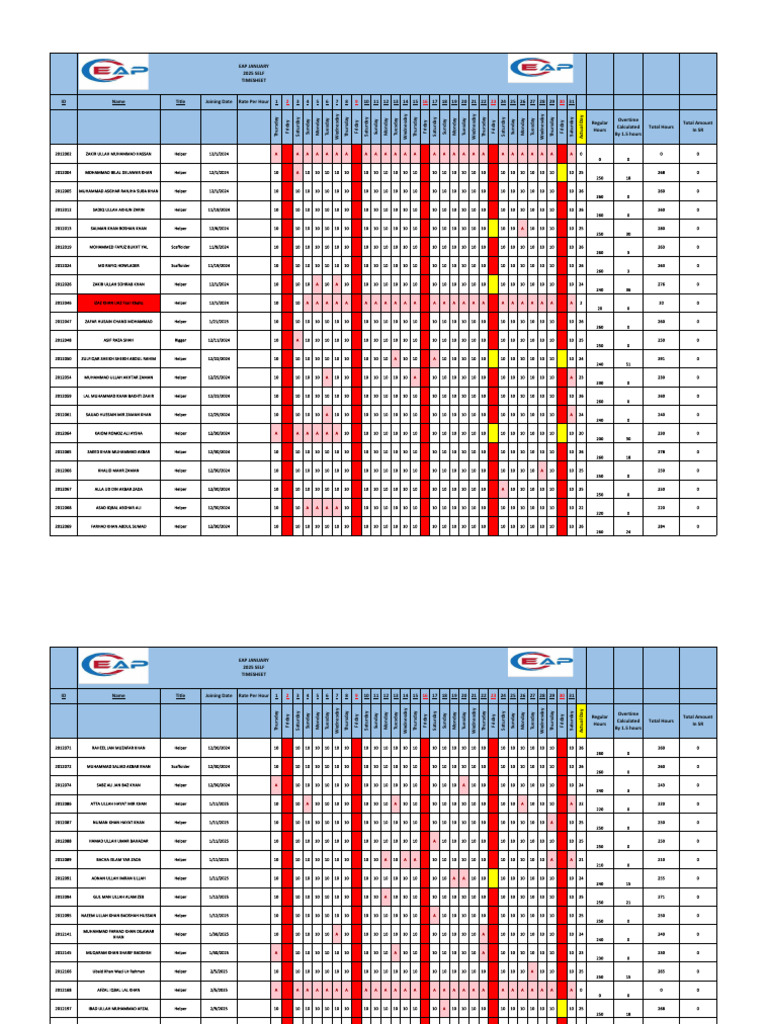 Eap January 2026 Timesheet Self | PDF