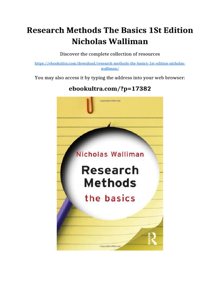 Research Methods The Basics 1st Edition Nicholas Walliman Download Full ...