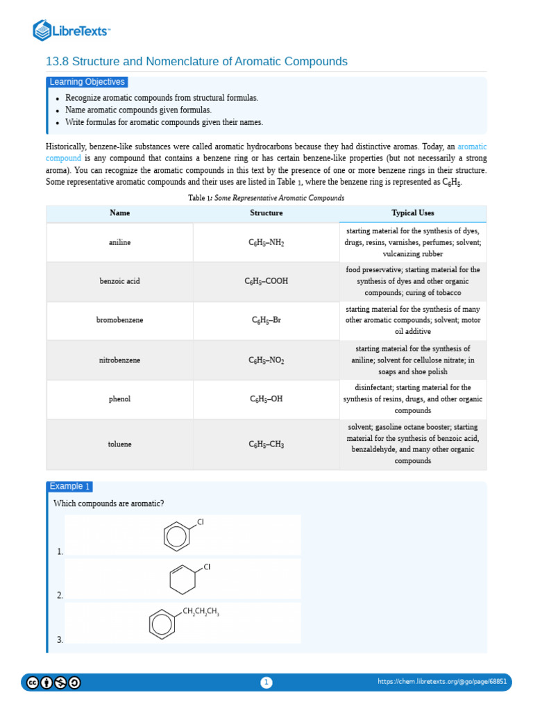 13.8 Structure and Nomenclature of Aromatic Compounds | PDF ...