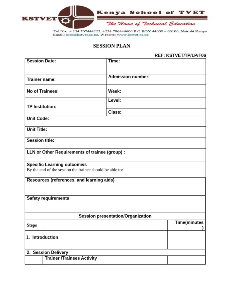 Session Plan Template Final-1 | PDF